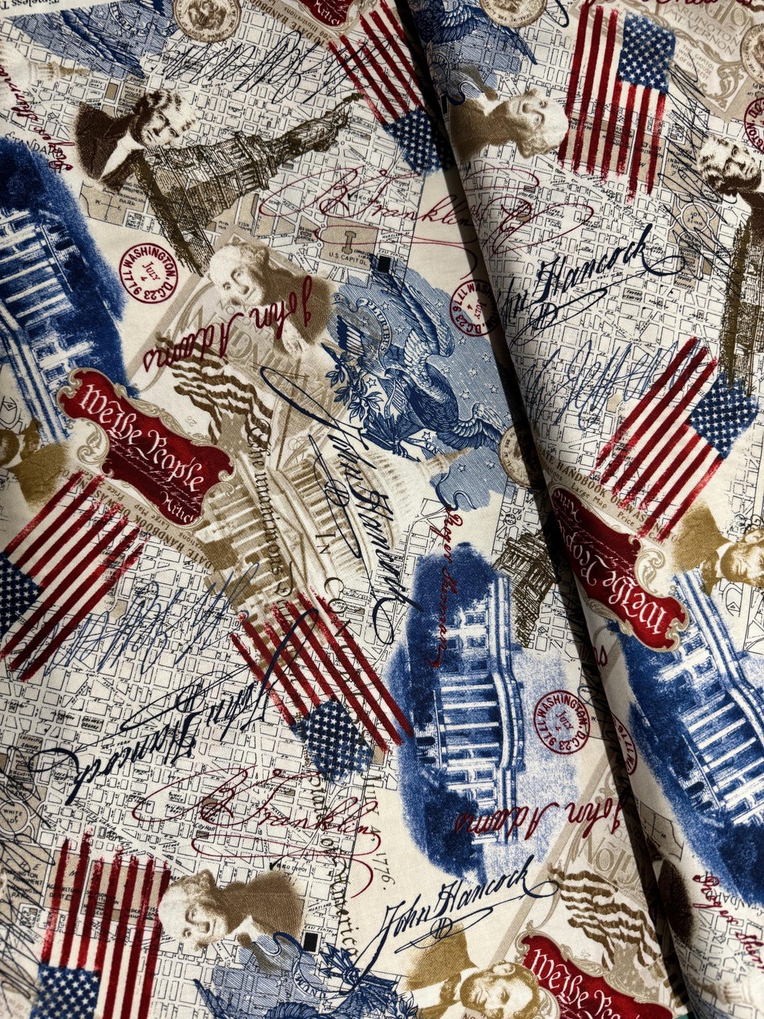 Patriotic USA Collage Fabric Cotton Fabric - Etsy