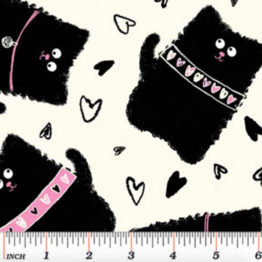 Benartex Tossed Smudgy Cats on Cream Fabric by Greta Lynn Cotton Fabric ...