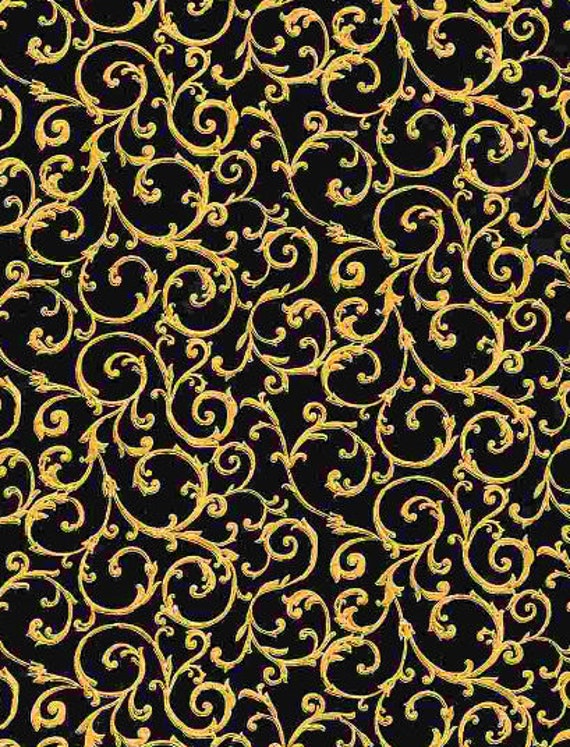 Timeless Treasures Holiday Blenders Gold Metallic Scrolls - Etsy
