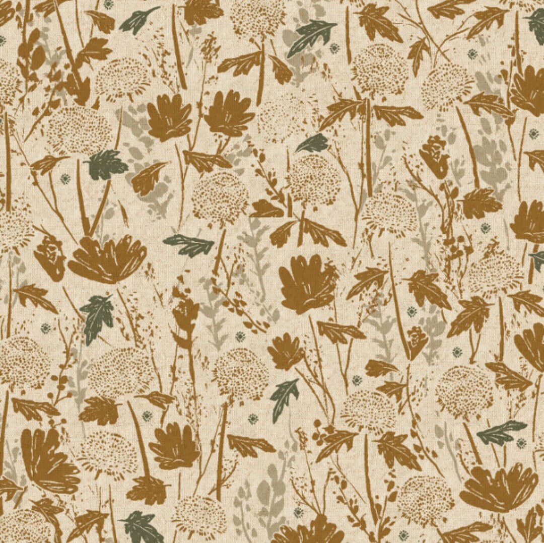 Canvas Fabric - Summer Folk - Wander Field - Sand Unbleached Canvas ...