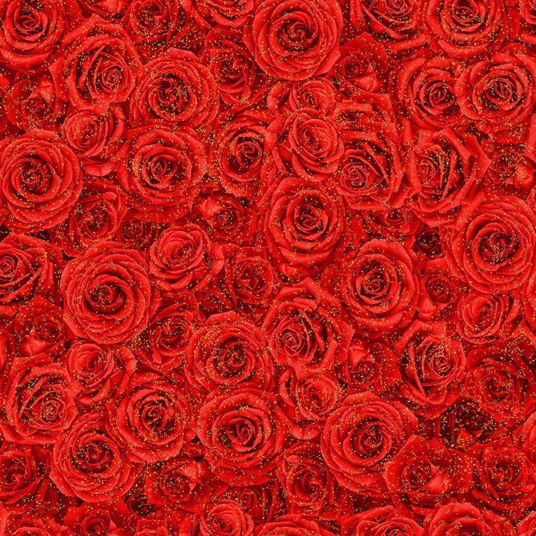 Red Metallic Roses Cotton Fabric - Winter Rose by Chong-a Hwang - Etsy