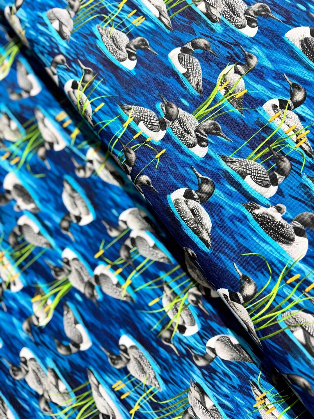 Lake Life - Loons Fabric by George Mccartney - Digital Print - Cotton ...