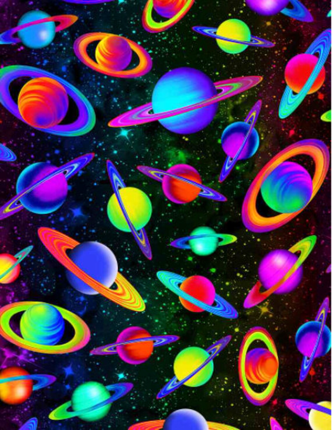 Timeless Treasures Cosmic Neon Bright Space Digital - Etsy