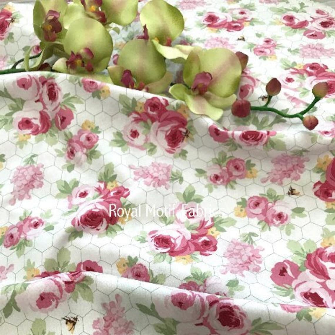 Fidelia - Floral White Fabric by Paula Arndt - Cotton Fabric - Etsy