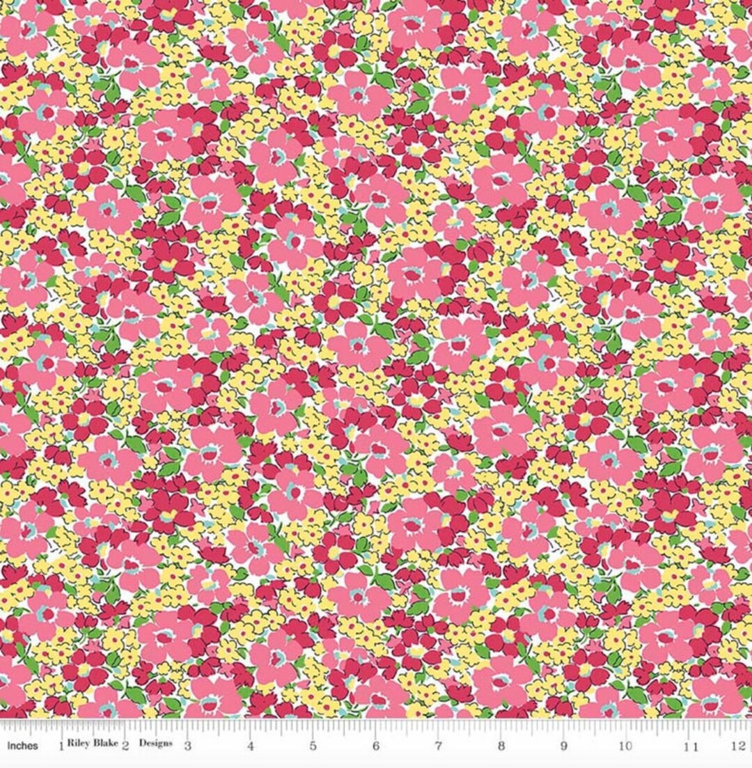Riley Blake Dainty Darling Dainty Floral Yellow Fabric by Lindsay ...
