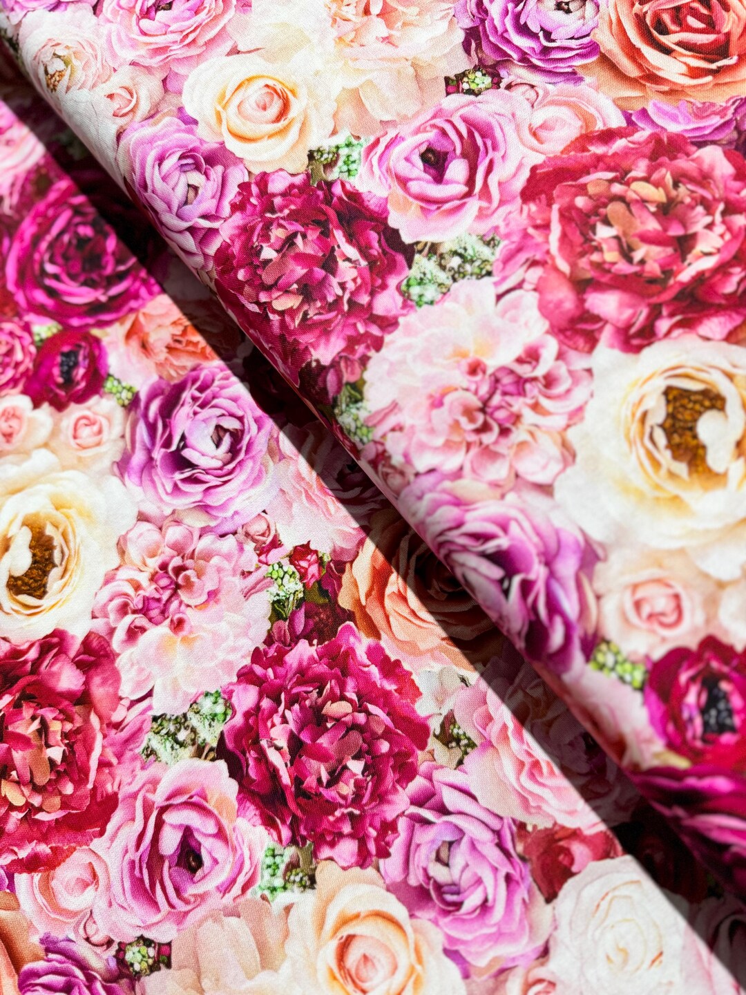 Bellerose - Large Packed Roses - Digital Print - Cotton Fabric - Etsy