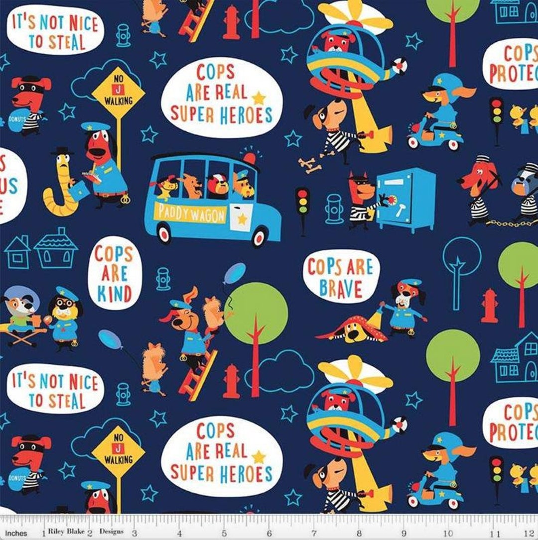 Riley Blake Cops and Robbers Main Navy Cotton Fabric - Etsy