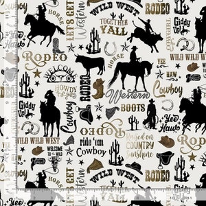 Western - Wild Horse Rodeo Fabric - Digital Print - Cotton Fabric - Etsy