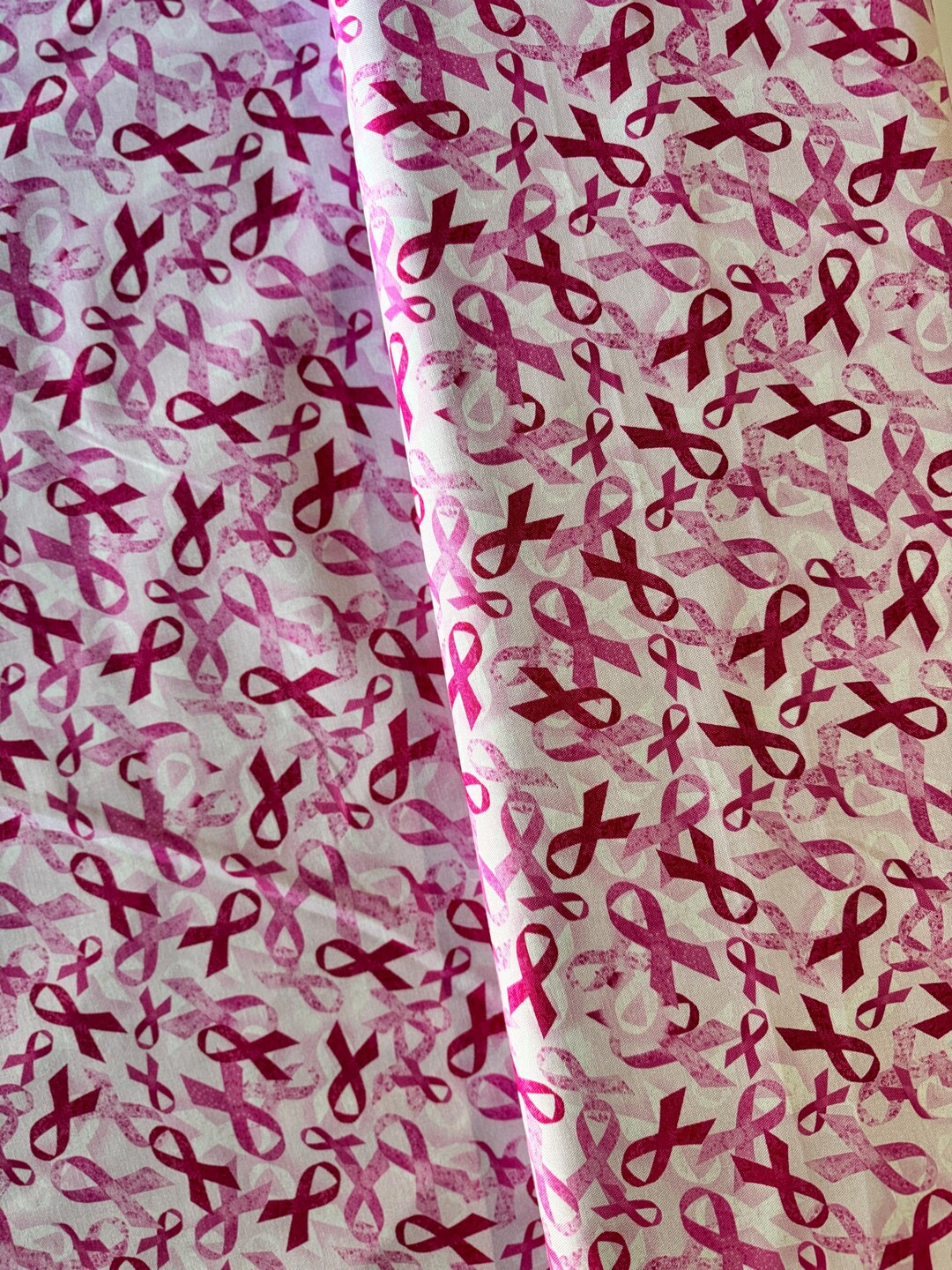 Pink Ribbon Fabric by Gail Cadden - Digital Print - Cotton Fabric - Etsy
