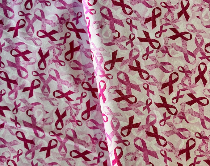 Pink Ribbon Fabric by Gail Cadden - Digital Print - Cotton Fabric - Etsy
