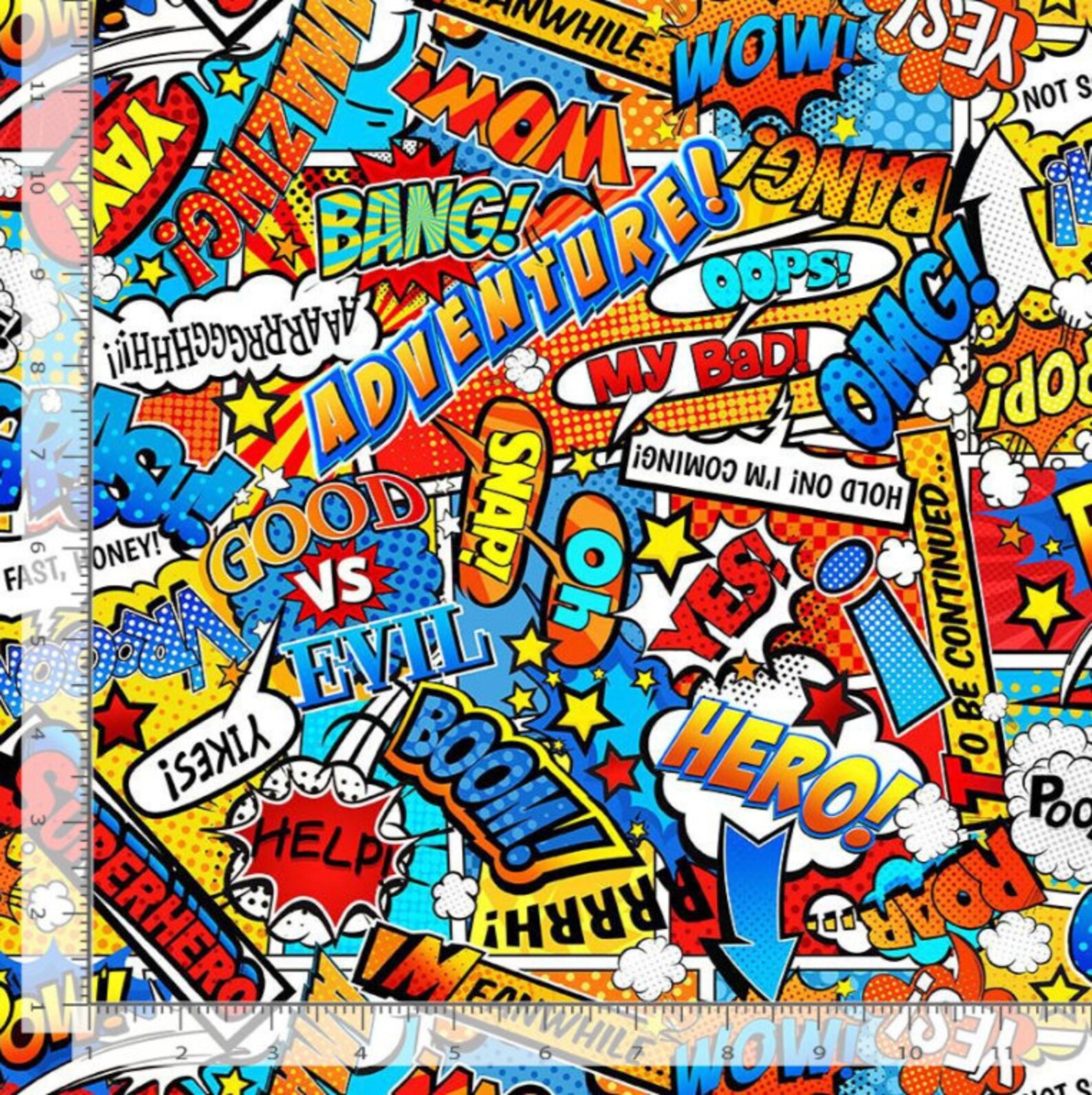 Superhero Action Words - Digital Print - Cotton Fabric - Etsy