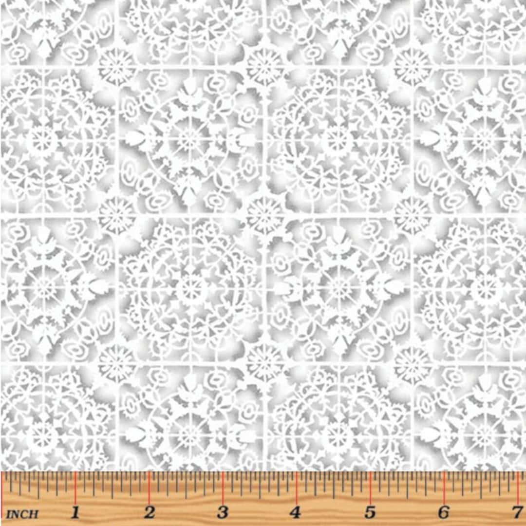 White Tiles Cotton Fabric - Maria Kalinowski Design - Etsy
