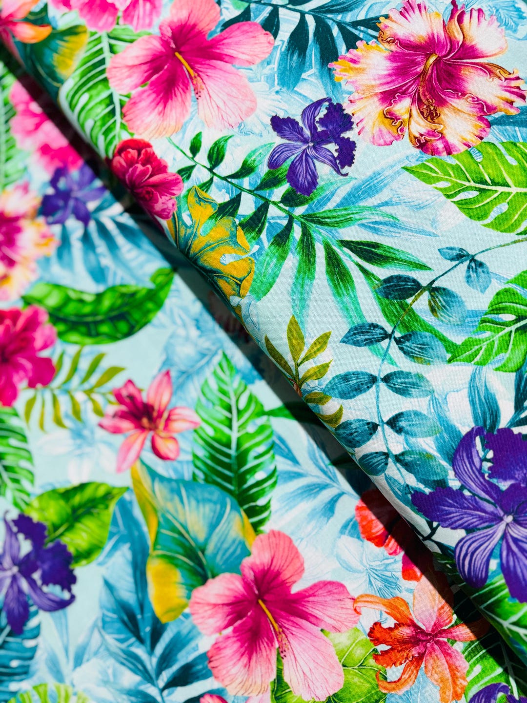 Paradise - Tropical Vibes - Hibiscus Fabric - Digital Print - Cotton ...