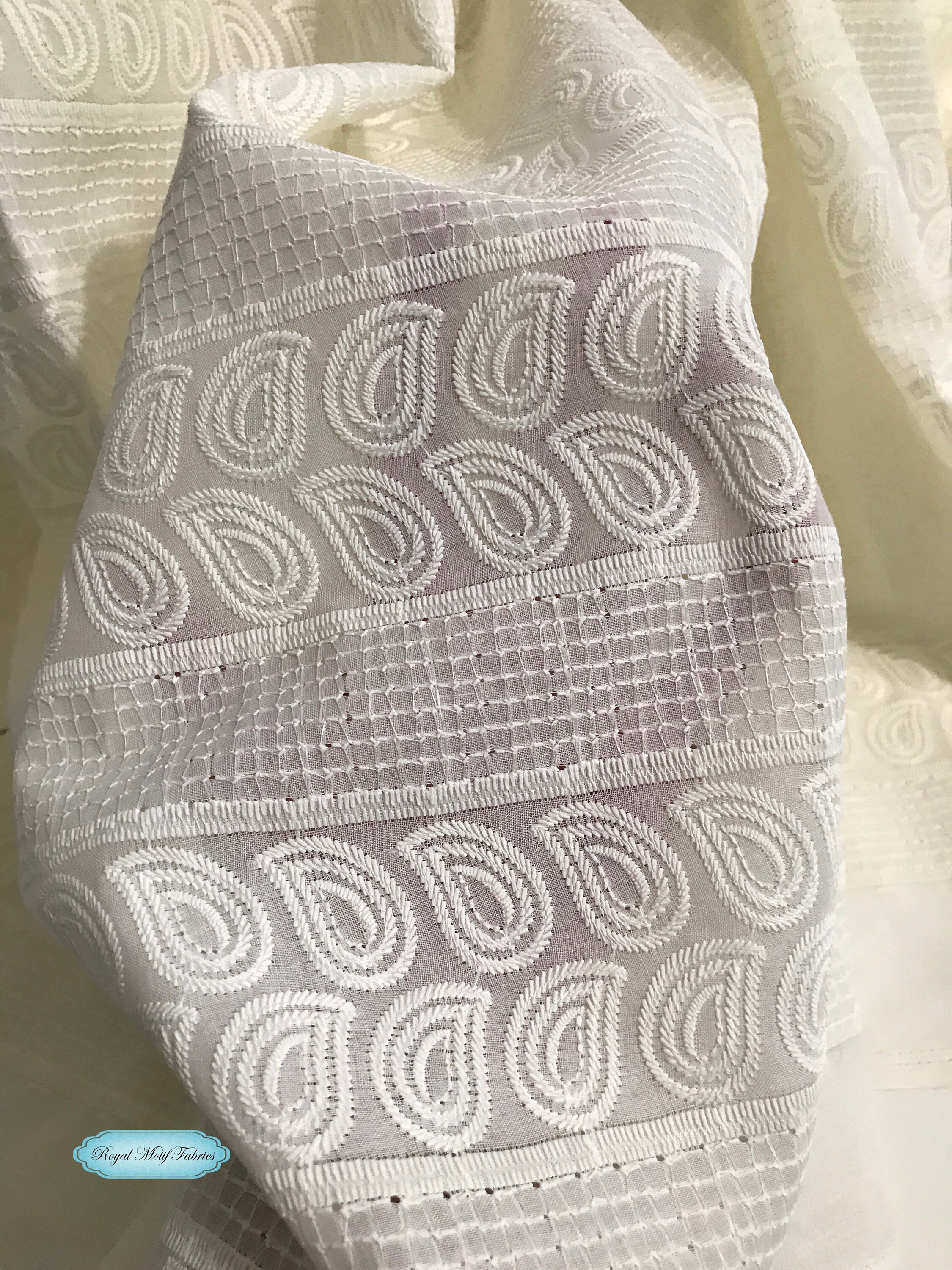 Hakoba Cotton Embroidered Fabric on Cream Background - Etsy