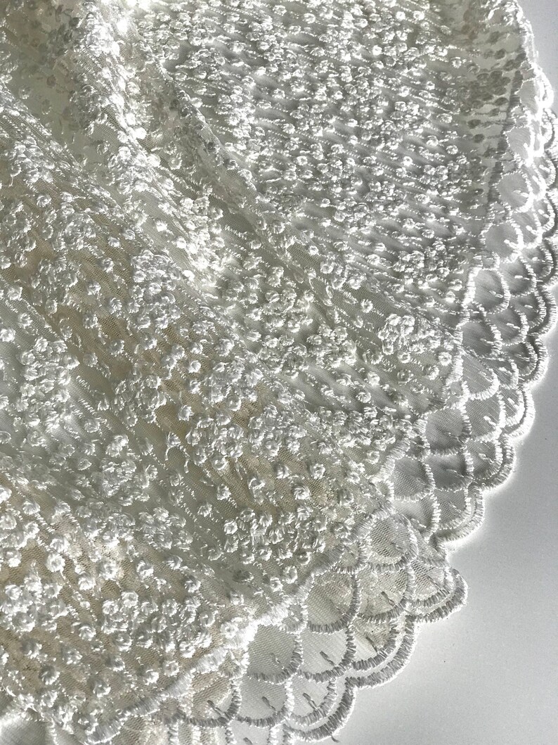 Cream Embroidered Net Fabric Embellished With Sequins sold | Etsy