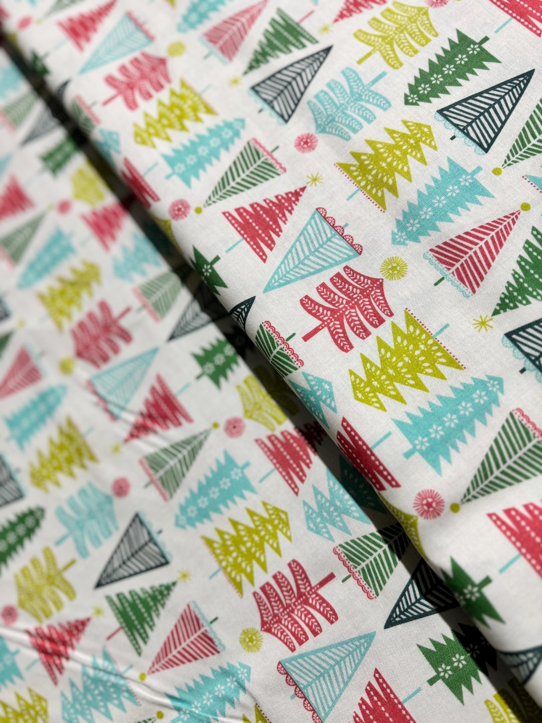 Snugly Sweaters - Tree Shopping White Fabric by Maude Asbury - Cotton ...