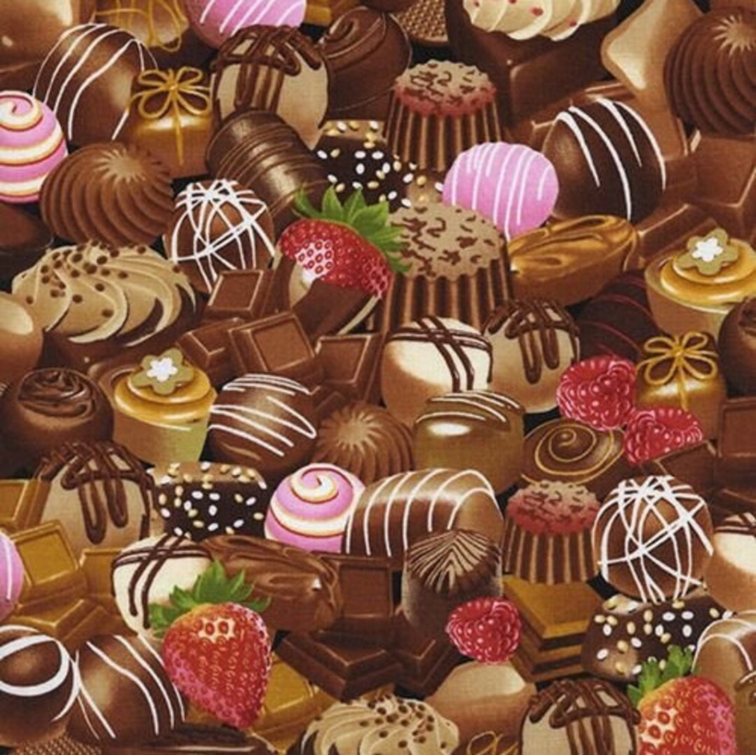 Timeless Treasures Chocolate Lover Chocolates Fabric by Michael Searle ...