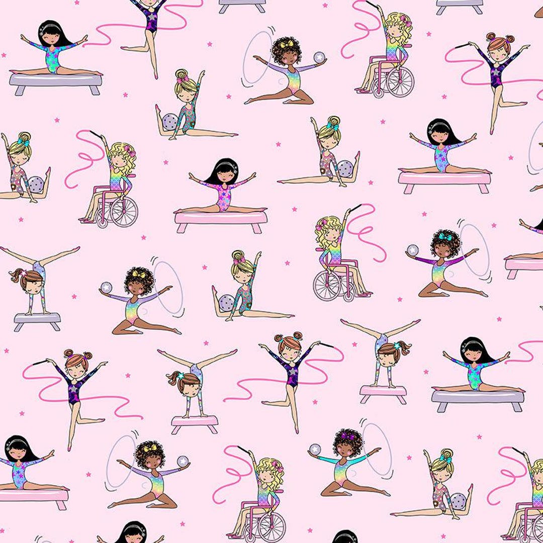 Tumble and Twirl - Gymnasts Training Fabric - Digital Print - Cotton ...