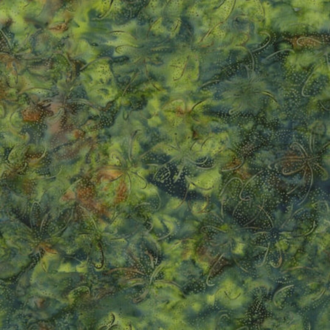 Best of Malam Batiks Wispy Floral Green/orange Fabric by Jinny Beyer Cotton Batik Fabric - Etsy