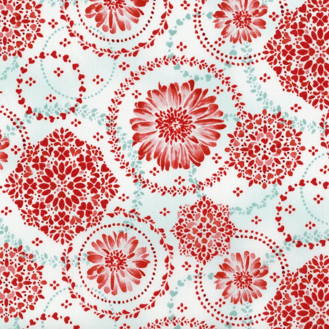 Sugar Berry - Daisy Delight - Radiant Crystal With Red Glitter Fabric ...