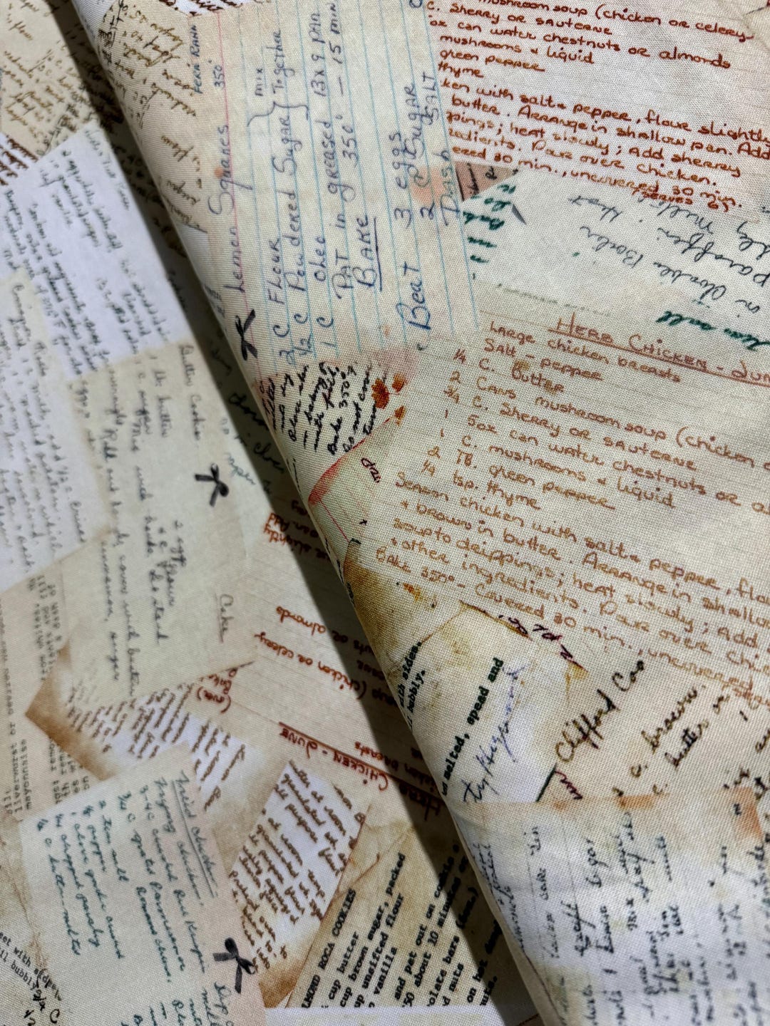 Spring Chicken - Handwritten Recipes Fabric - Cotton Fabric - Etsy