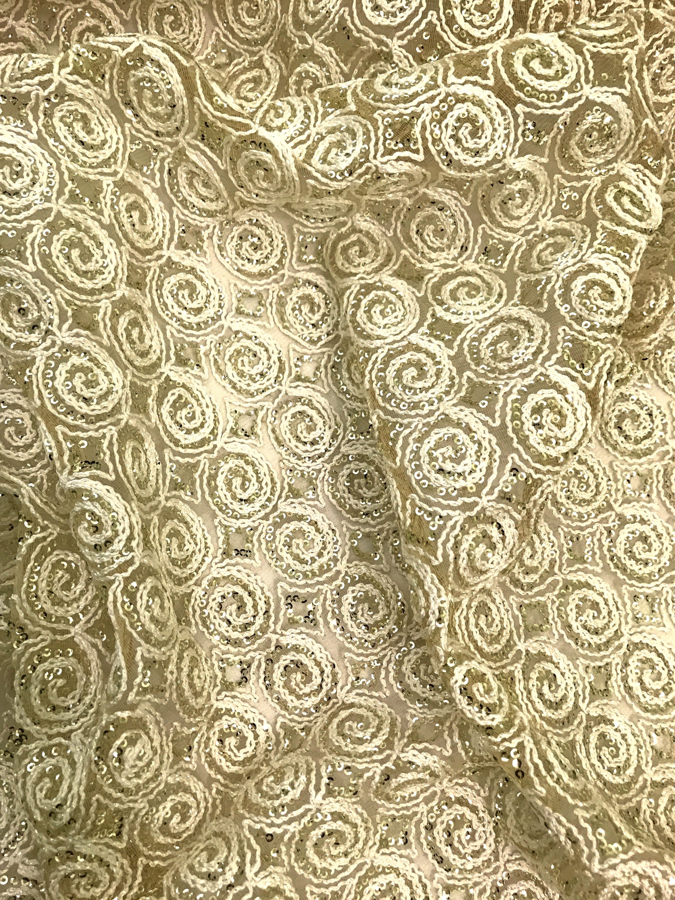 Embroidered Net Fabric Embellished With Sequins - Etsy