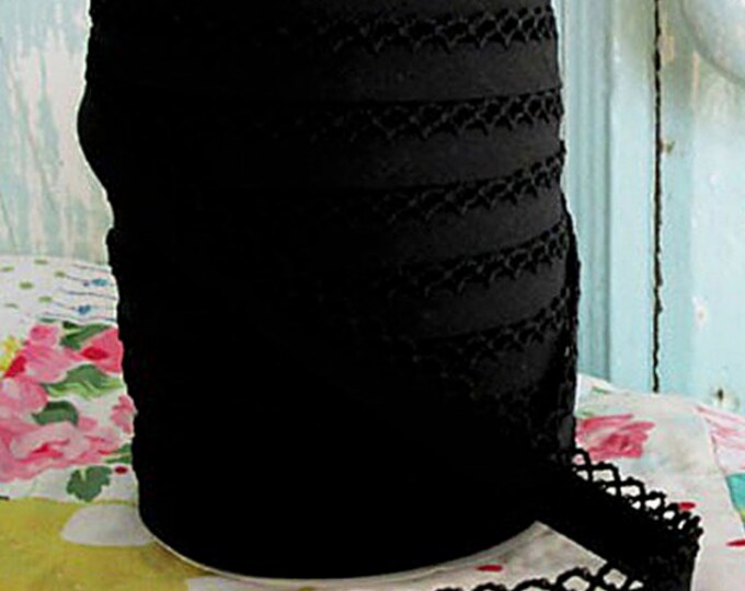 Remnants - Crotchet Edge Double Fold Bias Solid Black Tape | Quilt ...