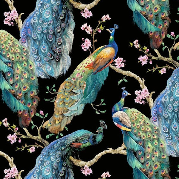 Peacock Print Fabric - Etsy