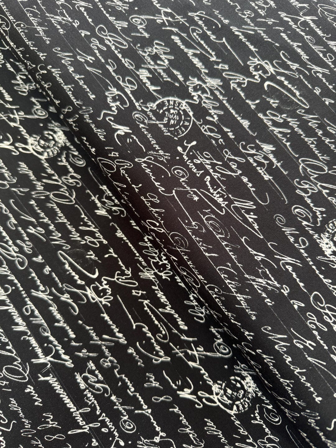 Vintage Rose - Vintage Rose - Handwriting Text Black Fabric - Digital ...