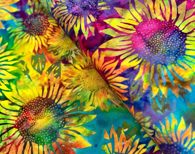Bali Batik - Multi Sunflower Batik Fabric - Cotton Fabric - Etsy