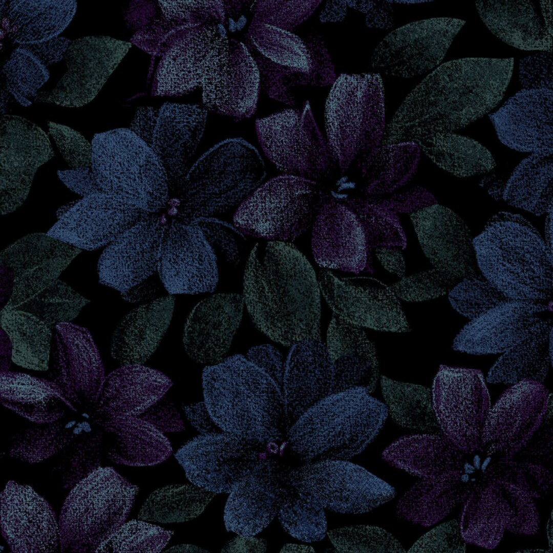 Midnight Garden - Packed Floral Blue Fabric by Jinny Beyer - Cotton ...
