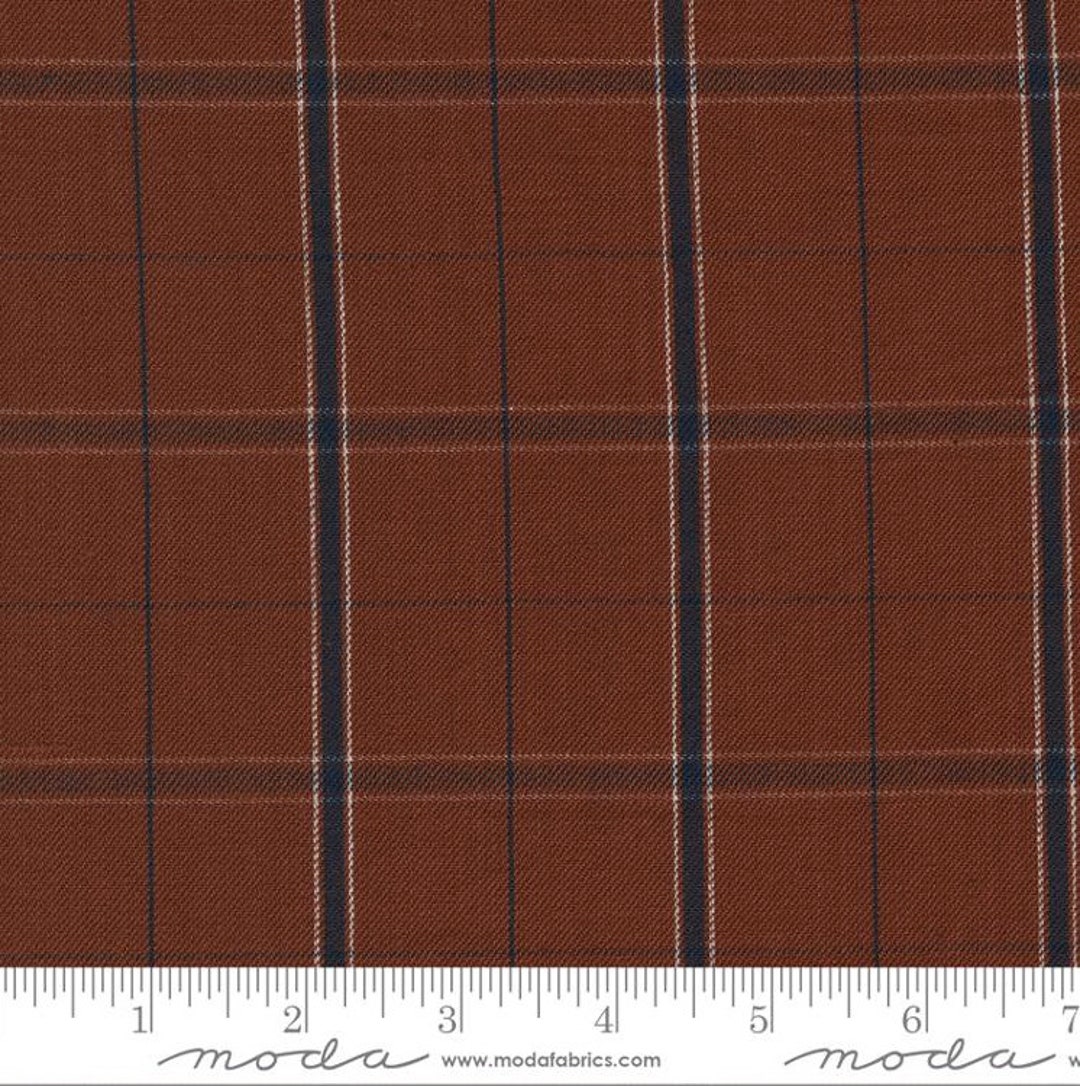 Vista Wovens Rust - Plaid Fabric by Jenelle Kent - Woven Cotton Fabric ...