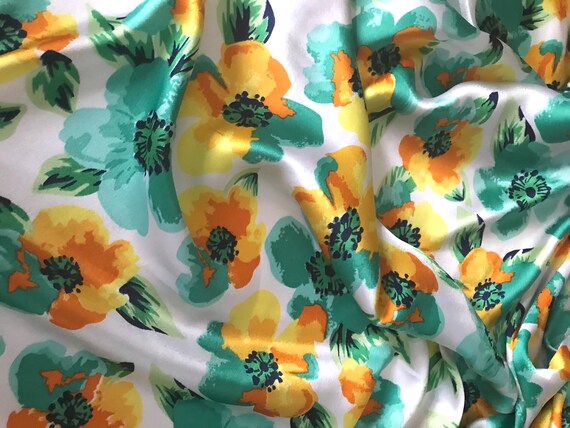 Screen Printed Satin Silk Fabric - Etsy