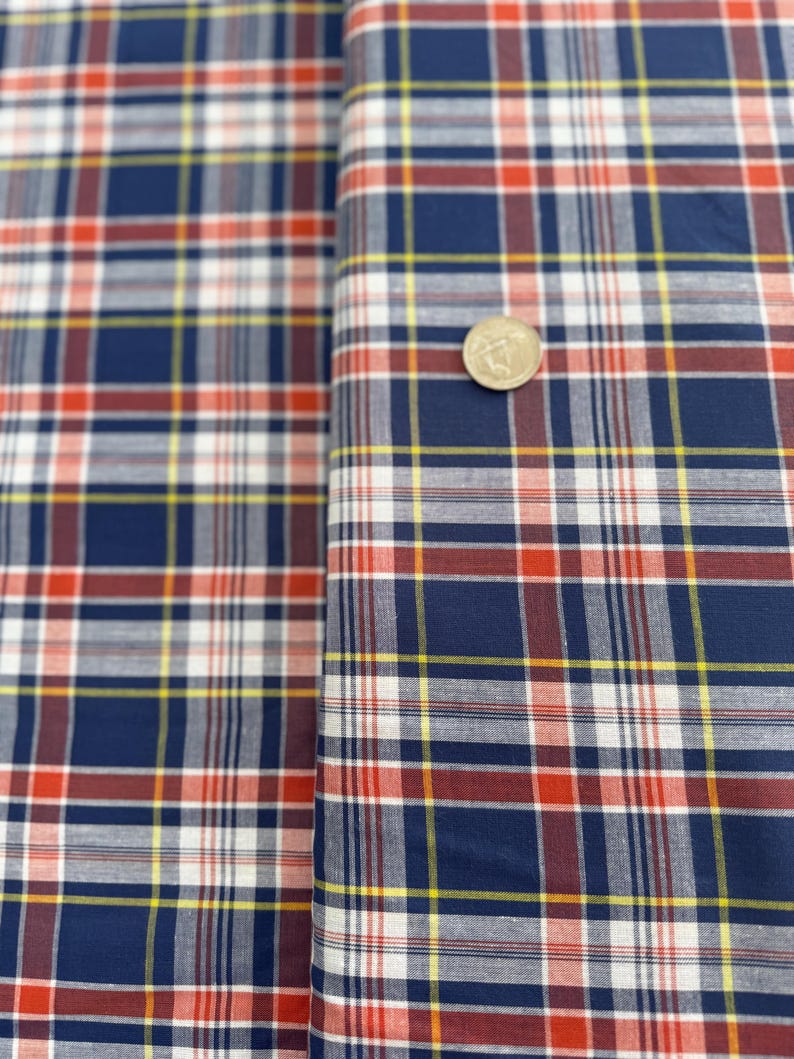 56" Width - Mad for Madras Plaid Yarn Dyed - Nautical Fabric - Cotton ...