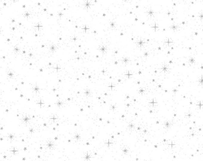 Sparkle and Fade - Stars White/silver Fabric - Metallic - Cotton Fabric ...