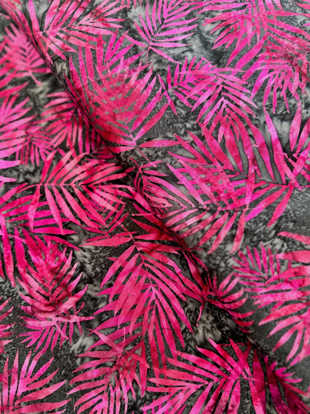 Raspberry Palm Leaf Batik Fabric - Bali Cotton - Etsy