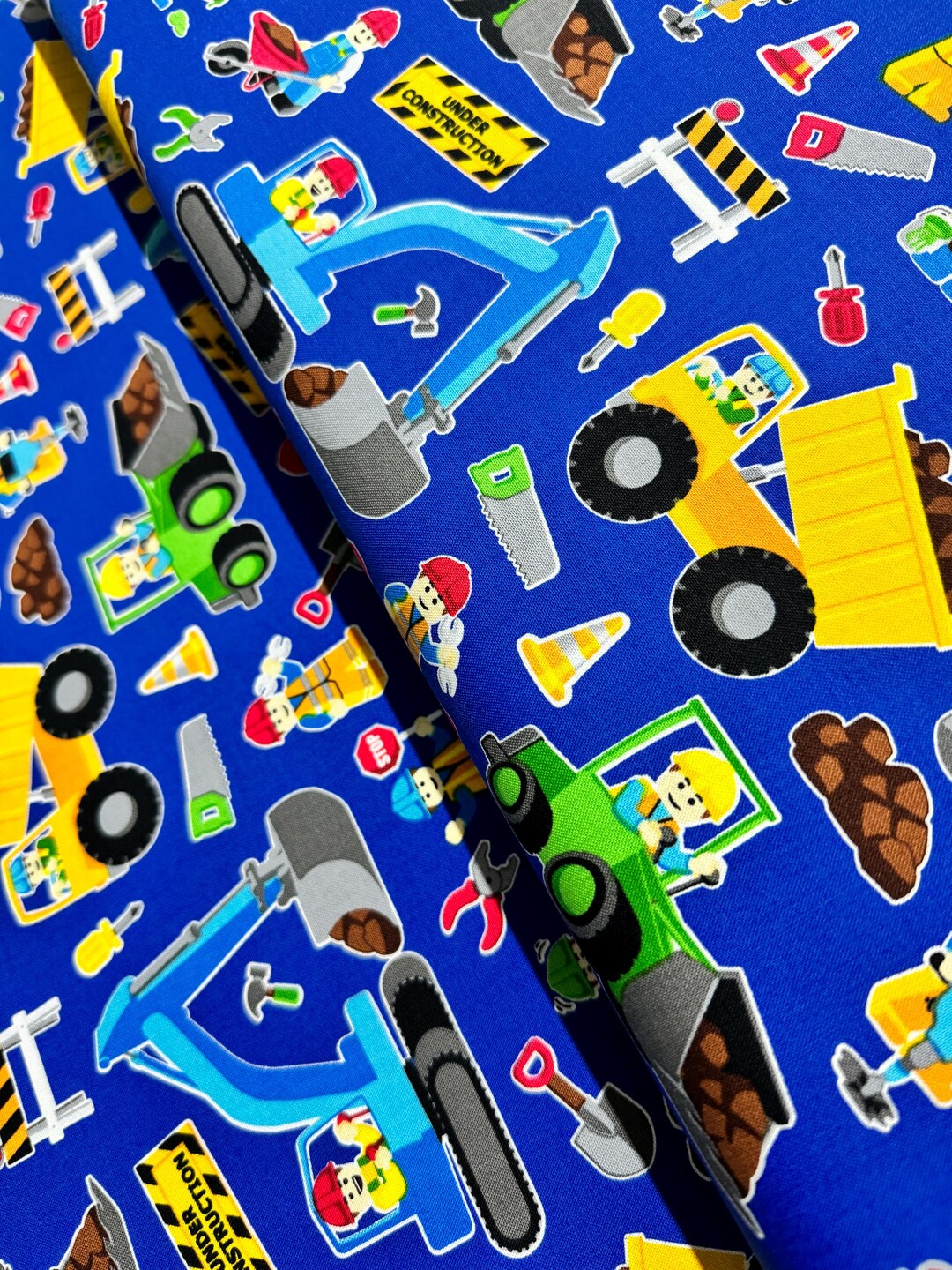 Construction Site - Construction Workers - Cotton Fabric - Etsy