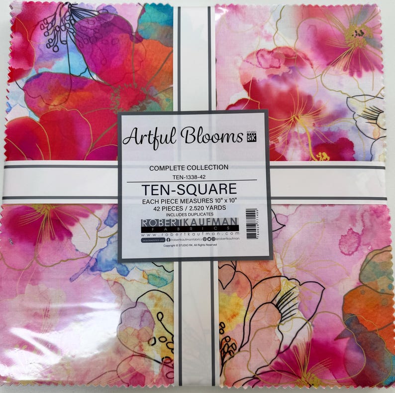 Artful Blooms Fabric Squares: 10" Cotton Layer Cake, 42 Pcs - Etsy