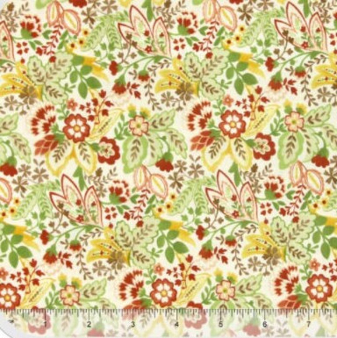 Mimi Scarf Cream Coral Fabric by Chez Moi Cotton Fabric - Etsy