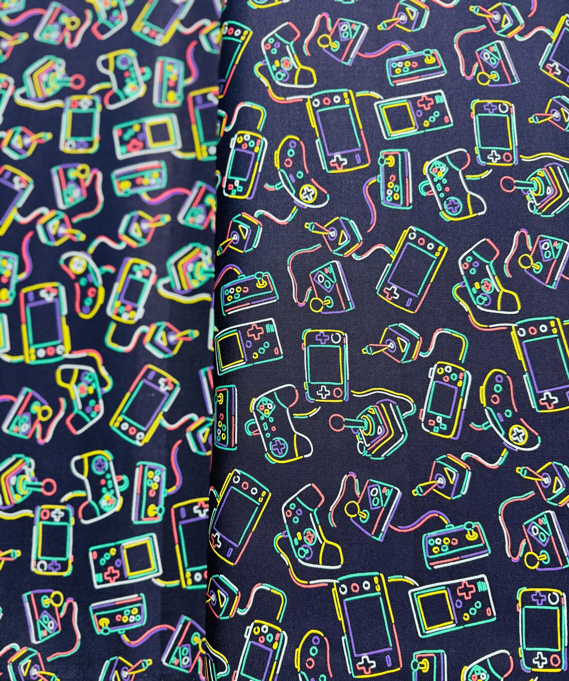 Gamer - Video Game Controllers Fabric - Digital Print - Cotton Fabric ...