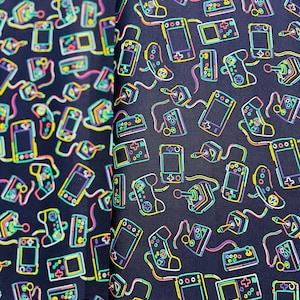 Gamer - Video Game Controllers Fabric - Digital Print - Cotton Fabric ...