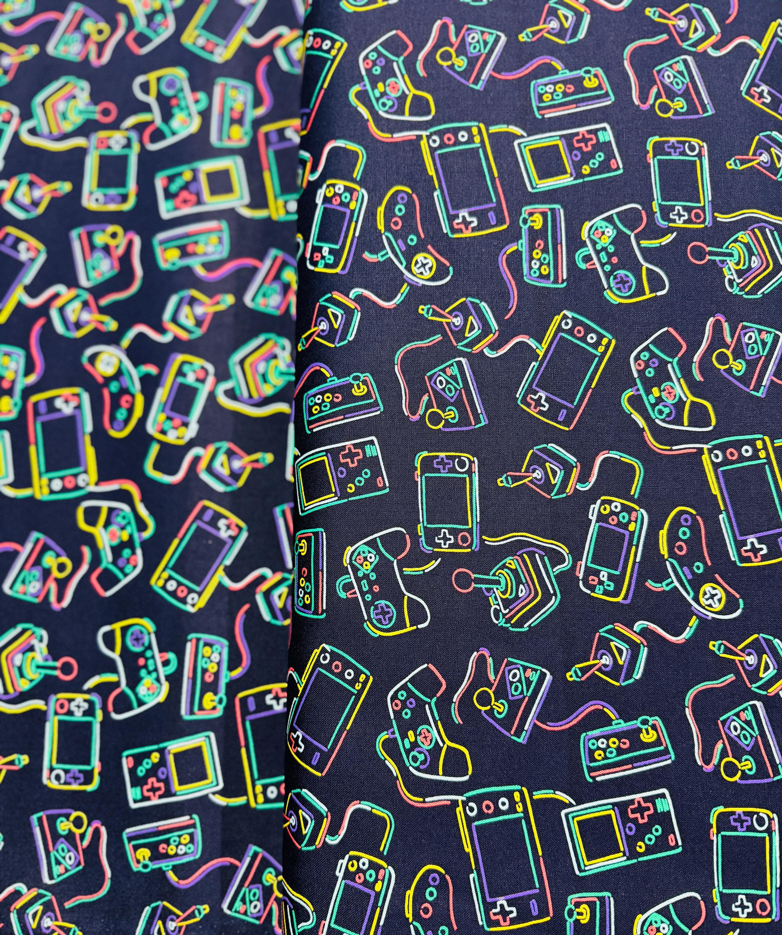 Gamer - Video Game Controllers Fabric - Digital Print - Cotton Fabric ...