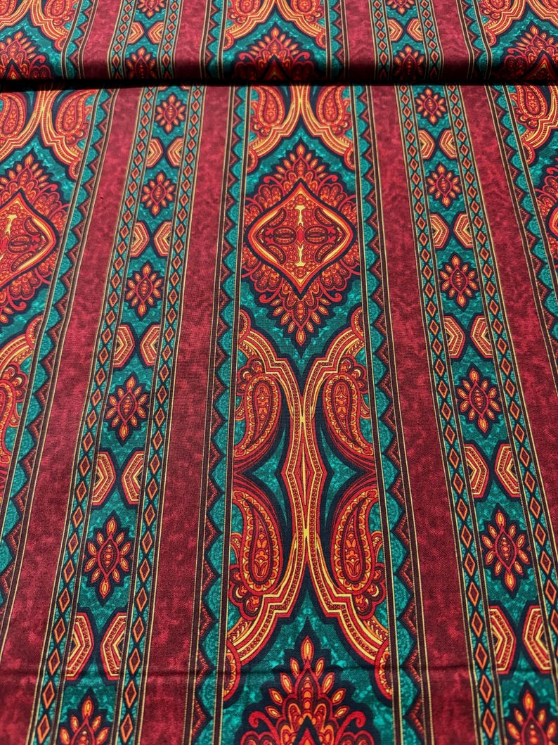 Aruba - Border Red Green Fabric by Jinny Beyer - Cotton Fabric - Etsy