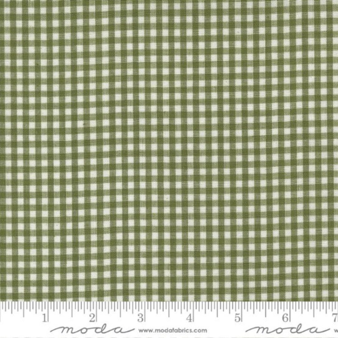 Vista Wovens Celadon - Gingham Fabric by Jenelle Kent - Woven Cotton ...