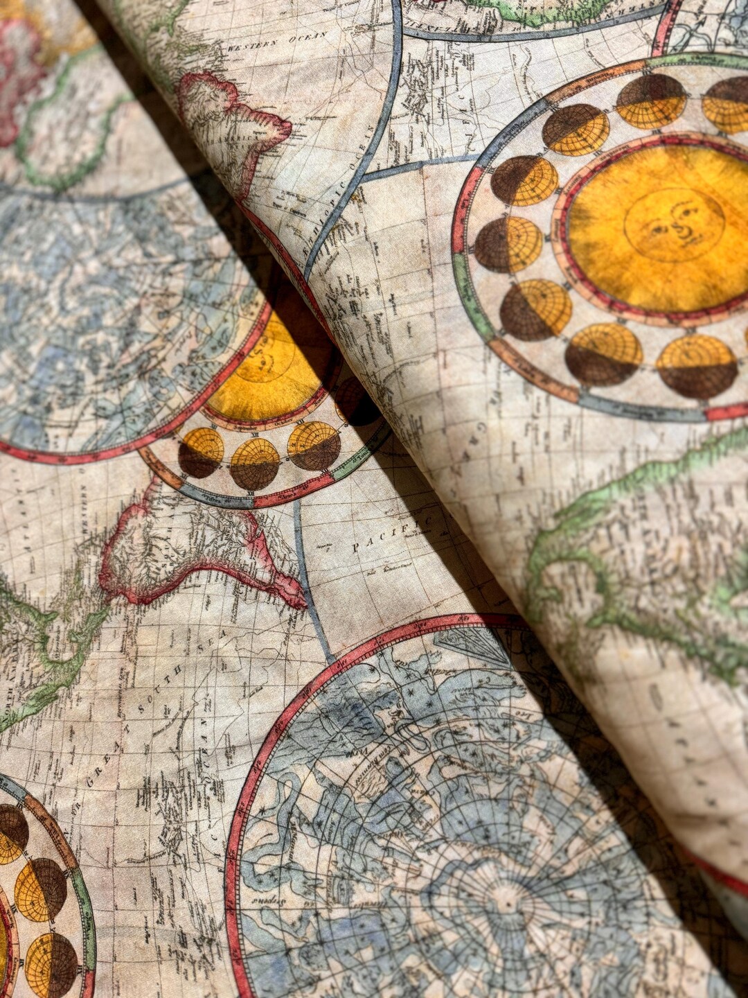 108" Wide - Library of Rarities Wide - Maps Vintage Quilt Back - Cotton ...