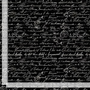 Vintage Rose - Vintage Rose - Handwriting Text Black Fabric - Digital ...