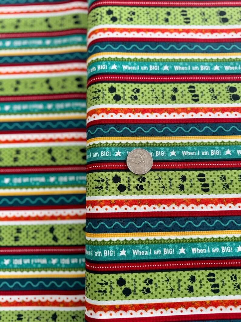 When I Am Big - Animal Tracks Stripe - Cotton Fabric - Etsy