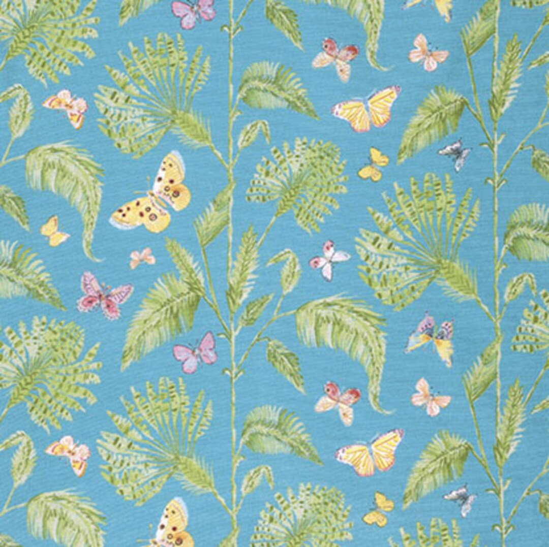 Butterfly Garden - Butterfly Palm Turquoise Fabric by Dena Designs ...