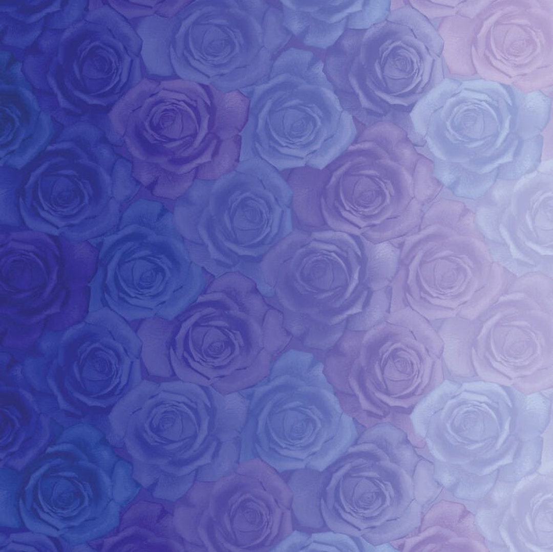 Gradients Blues - Roses Light Blue - Digital Print - Cotton Fabric - Etsy