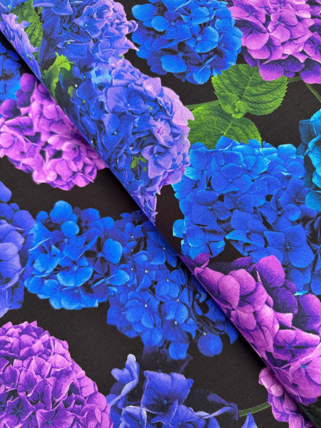 Midnight Bloom – Hydrangea Large Florals Fabric by Chong-a Hwang for ...